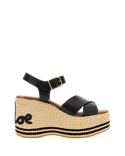 Chloé Black Leather Chloè Sand Wedge | Lyst UK
