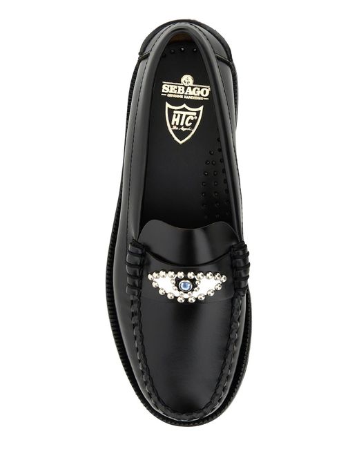 Sebago Black Leather Classic Dan Eye Loafers | Lyst