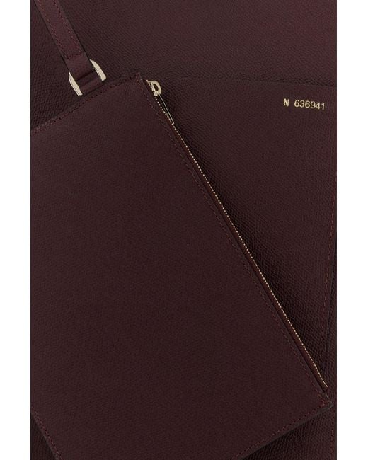 Valextra Burgundy Leather Soft Bucket Bag in Purple | Lyst UK