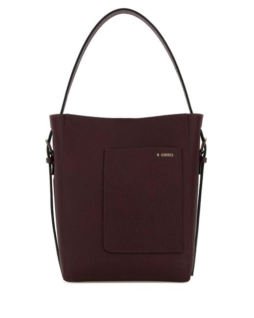 Valextra Burgundy Leather Small Soft Bucket Bag in Purple | Lyst UK
