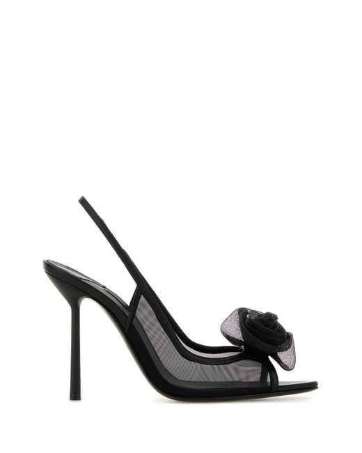 Le Silla Black Mesh Chanel Rose Sandals | Lyst UK