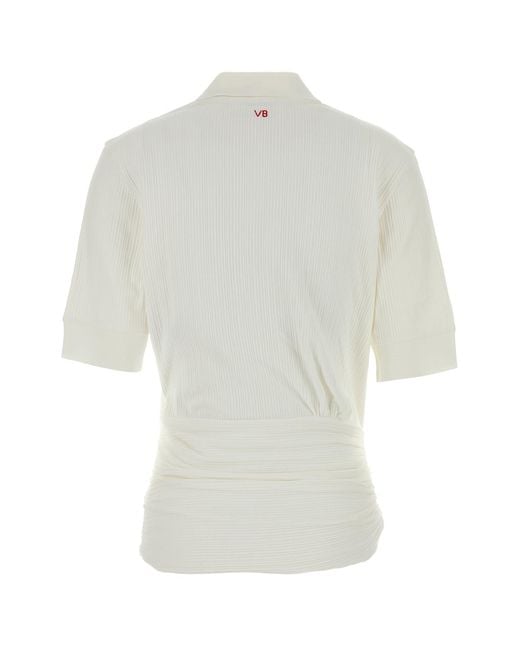 Victoria Beckham White Stretch Cotton Polo Shirt | Lyst UK