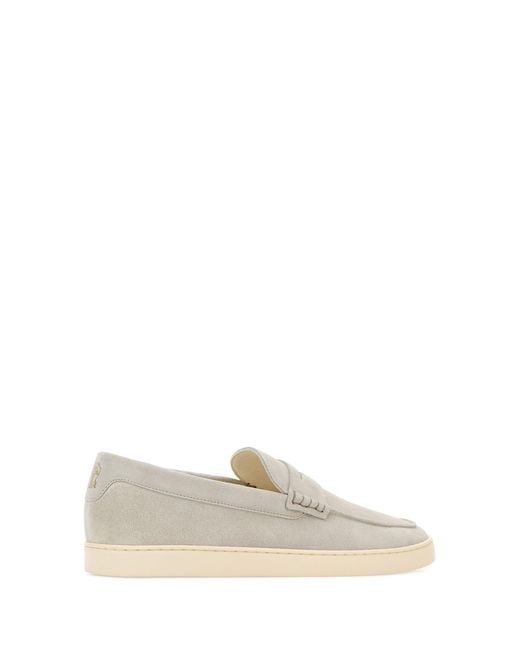 Brunello Cucinelli Light Grey Suede Loafers in White for Men | Lyst UK