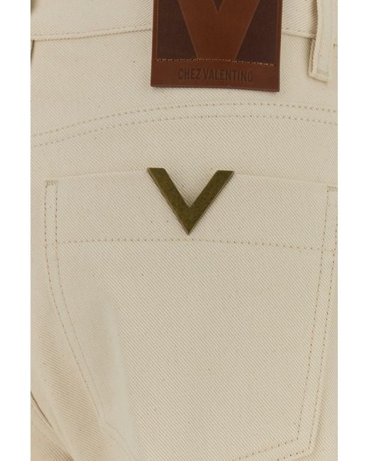 Valentino Garavani Cream Denim Jeans in Natural | Lyst UK