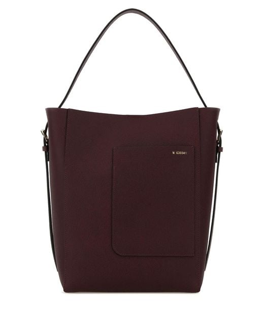 Valextra Burgundy Leather Soft Bucket Bag in Purple | Lyst UK