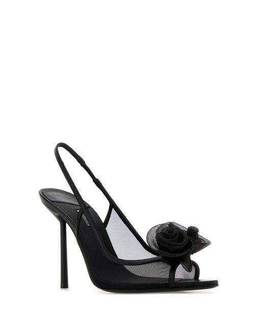 Le Silla Black Mesh Chanel Rose Sandals | Lyst UK