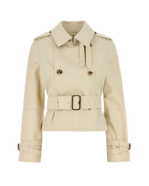 Burberry Sand Gabardine Trench Coat in Natural | Lyst UK