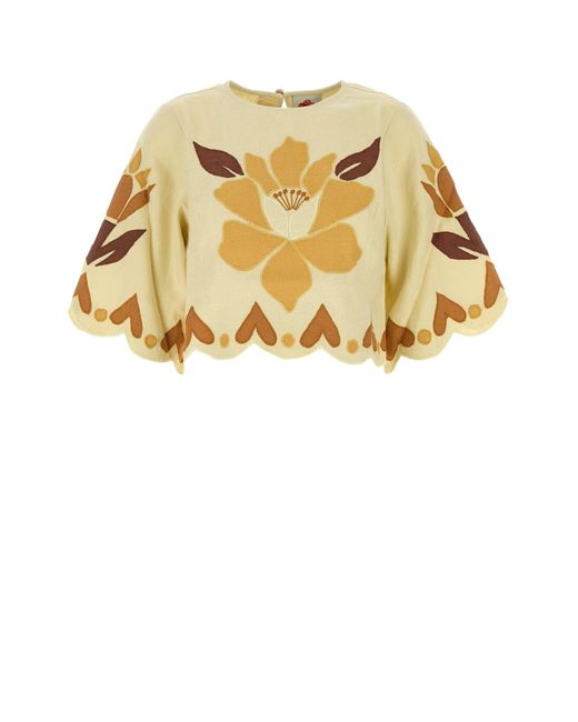 FARM Rio Pastel Yellow Linen Top | Lyst UK