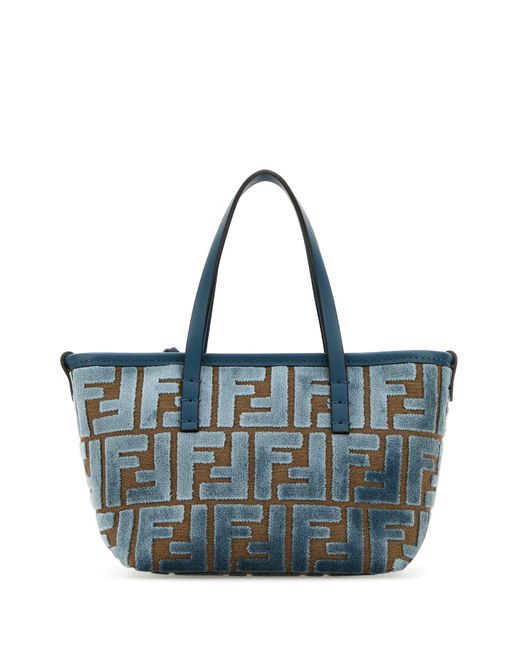 Fendi Embroidered Chenille Mini Roll Handbag in Blue | Lyst