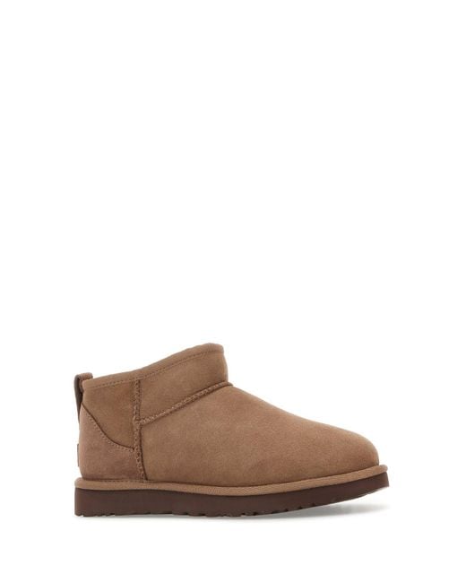 UGG Antiqued Suede Classic Ultra Mini Ankle Boots in Brown | Lyst UK