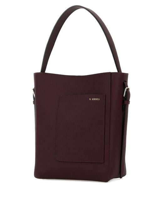 Valextra Burgundy Leather Small Soft Bucket Bag in Purple | Lyst UK