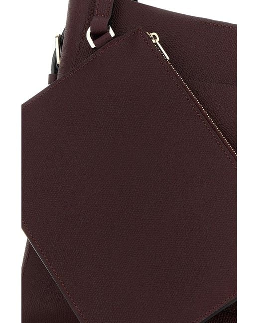 Valextra Burgundy Leather Small Soft Bucket Bag in Purple | Lyst UK