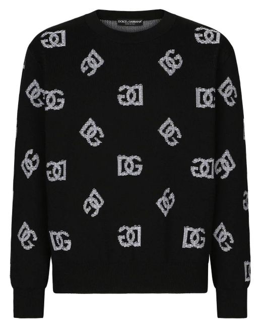 Dolce And Gabbana Monogram Black Jacquard Jumper For Men Lyst