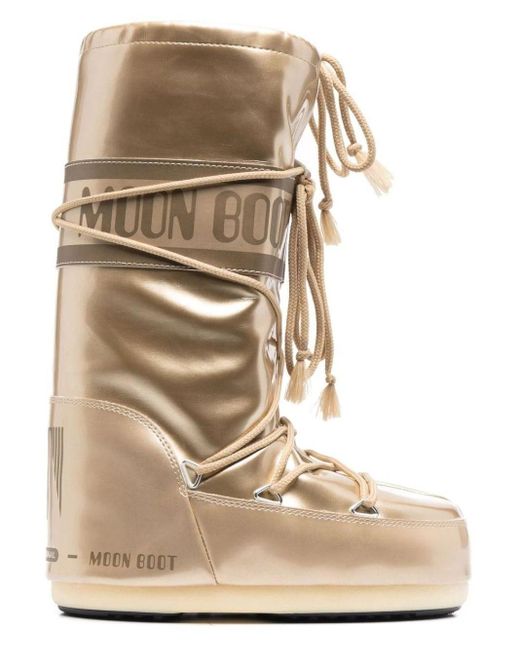 Moon Boot Women Icon Metallic Vinyl Boots Gold in Natural | Lyst UK