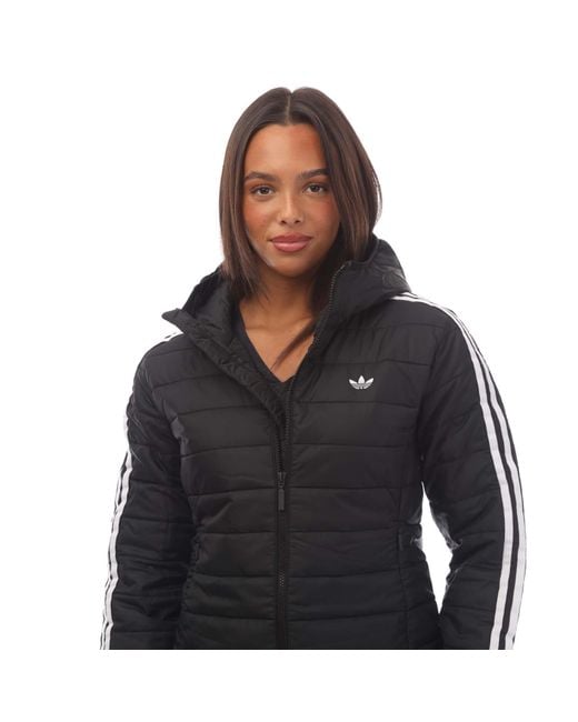adidas Originals Hooded Premium Slim Jacket in Black | Lyst UK