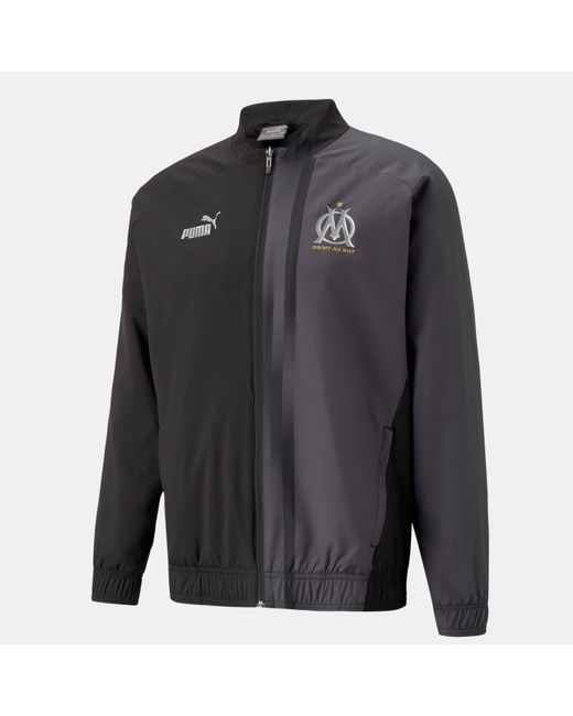 PUMA Olympique De Marseille Prematch Jacket in Black for Men | Lyst UK