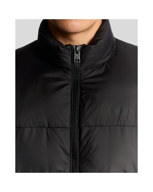 Lyle & Scott Funnel Neck Hybrid Zip Through Jumper in Black for Men ...