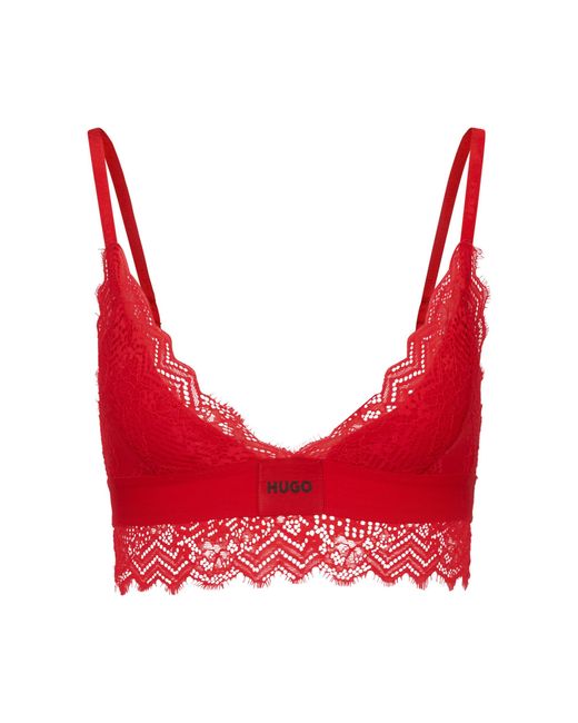 HUGO Padded Triangle Bra in Red | Lyst UK