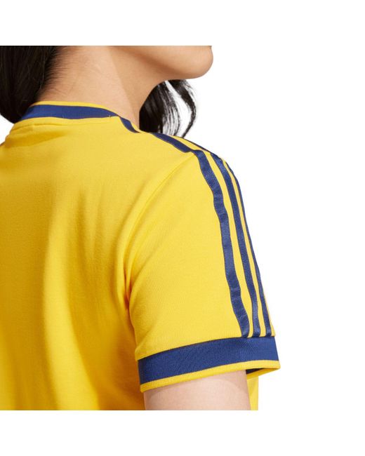 adidas Originals Badge Slim 3-Stripes T-Shirt in Yellow | Lyst UK