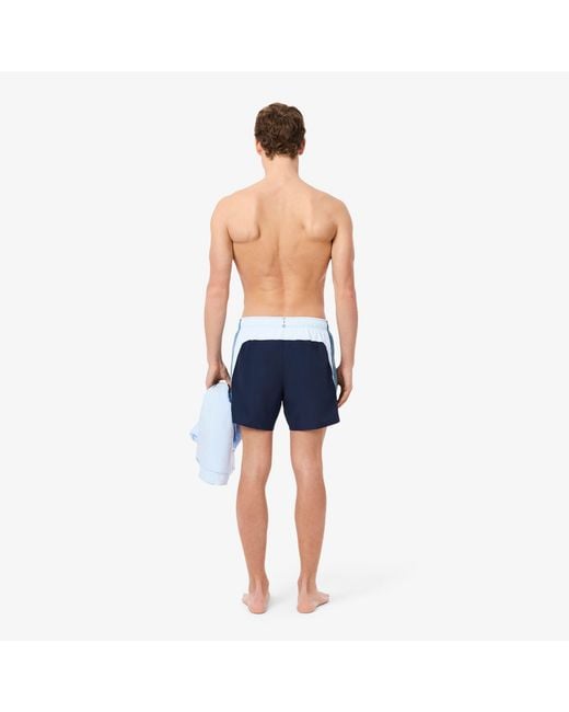 Lacoste Colour Block Swim Trunks in Blue for Men | Lyst UK