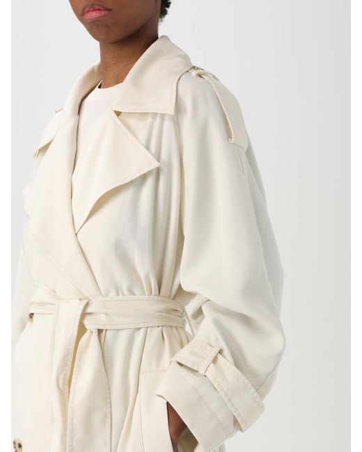 BOSS Double-Breasted Viscose Blend Trench Coat in Natural | Lyst