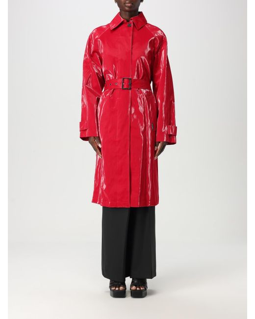 Karl Lagerfeld Trench Coat in Red | Lyst
