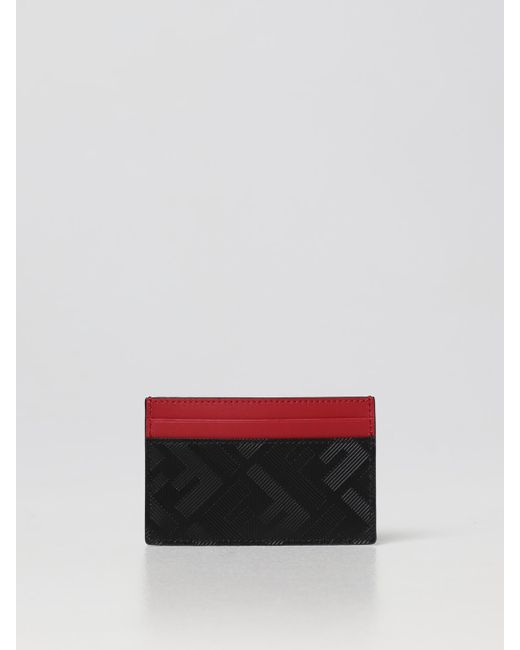 Fendi Two-Tone Leather Card Holder in Red for Men | Lyst