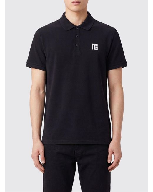 Balmain Slim Fit Short-Sleeve Cotton Polo Shirt With Contrast Logo in ...