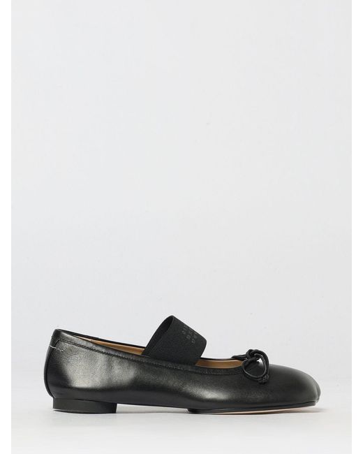MM6 by Maison Margiela Anatomic Tabi Leather Ballet Flats in White | Lyst
