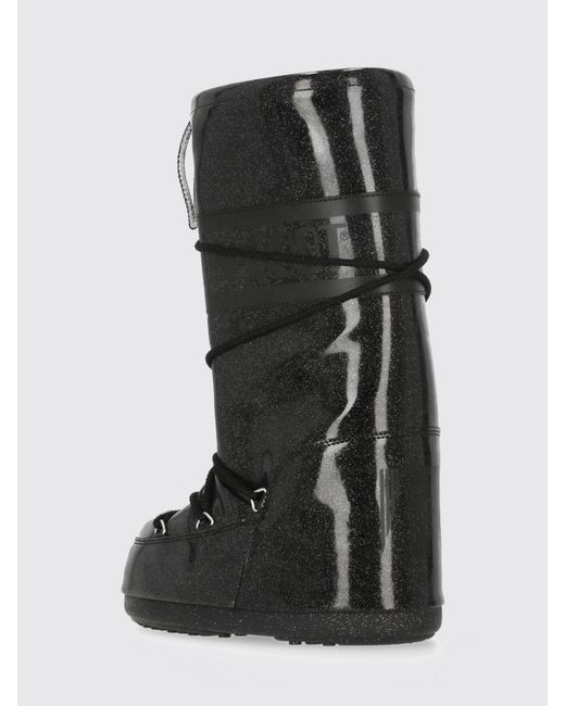 Moon Boot Flat Ankle Boots in Black | Lyst UK