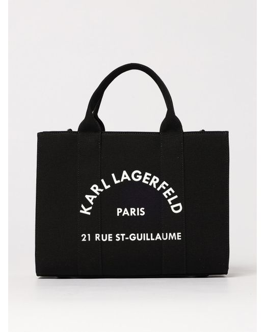 Karl Lagerfeld Recycled Cotton Canvas Tote Bag in Black | Lyst