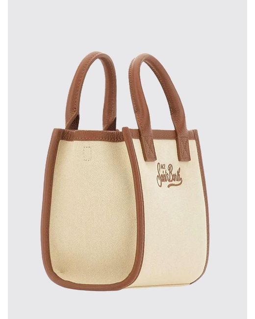 MC2 Saint Barth Embroidered Logo Cotton Twill Vanity Bag in Natural | Lyst