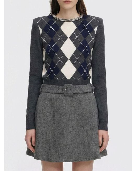 Self-Portrait Sweater in Grey | Lyst UK