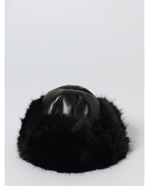Stand Studio Sable Leather And Faux Fur Hat in Black | Lyst