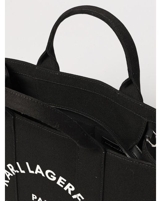 Karl Lagerfeld Recycled Cotton Canvas Tote Bag in Black | Lyst
