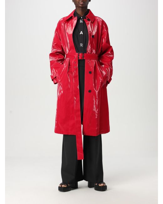 Karl Lagerfeld Trench Coat in Red | Lyst