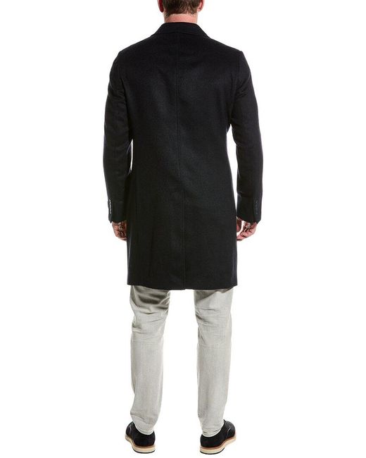 Paisley & Gray Paisley & Peak Double-Breasted Wool-Blend Coat in Black ...