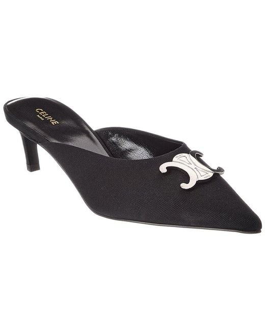 Celine Alma Triomphe Grosgrain Mule in Black | Lyst