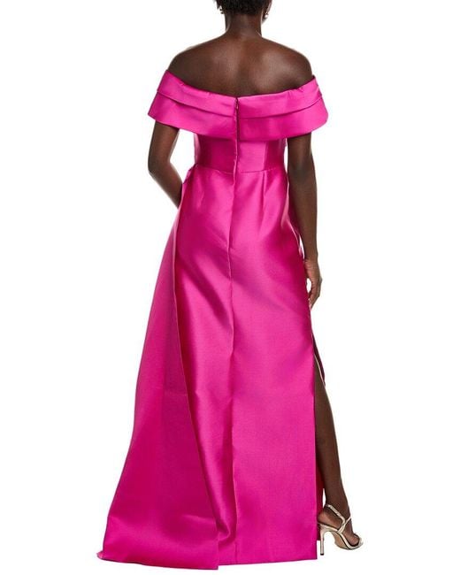 Rene Ruiz Draped Mikado Gown in Pink | Lyst UK