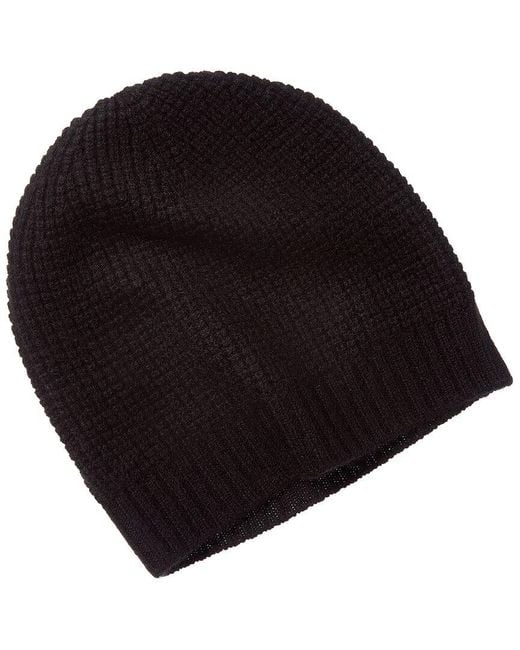 Hannah Rose Waffle Stitch Beanie in Black | Lyst UK