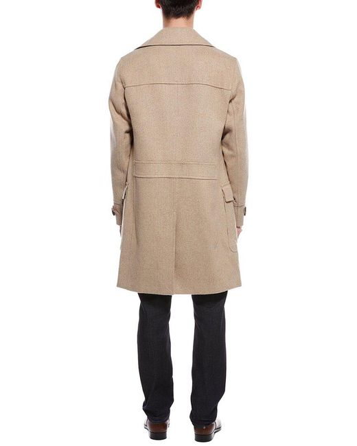 Paisley & Gray Wool-Blend Military Overcoat in Natural for Men | Lyst UK