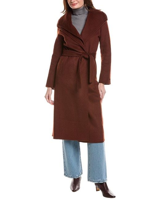 Tahari Double Face Wool-Blend Coat in Brown | Lyst UK