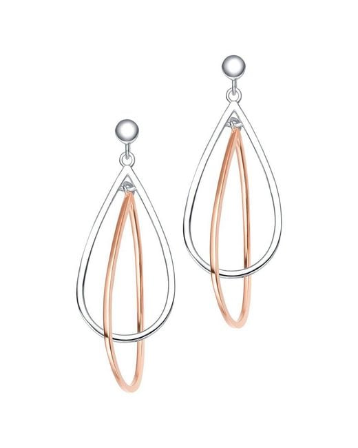 Genevive Jewelry Two-tone Cz Dangling Earrings in White | Lyst UK