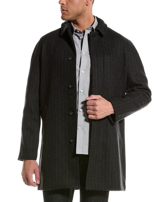 Slate & Stone Herringbone Mac Wool-Blend Coat in Black for Men | Lyst