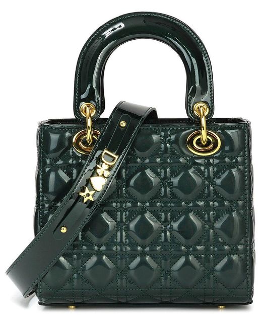 Tiffany & Fred Paris Mini Quilted Patent Satchel in Green | Lyst UK