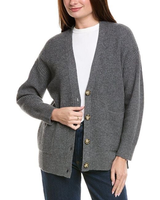 Hannah Rose Women's Gray Shaker Long Wool & Cashmere-Blend Cardigan