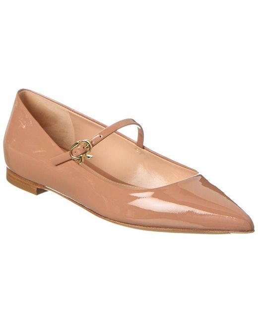 Gianvito Rossi Ribbon Jane Patent Ballerina Flat in Pink | Lyst