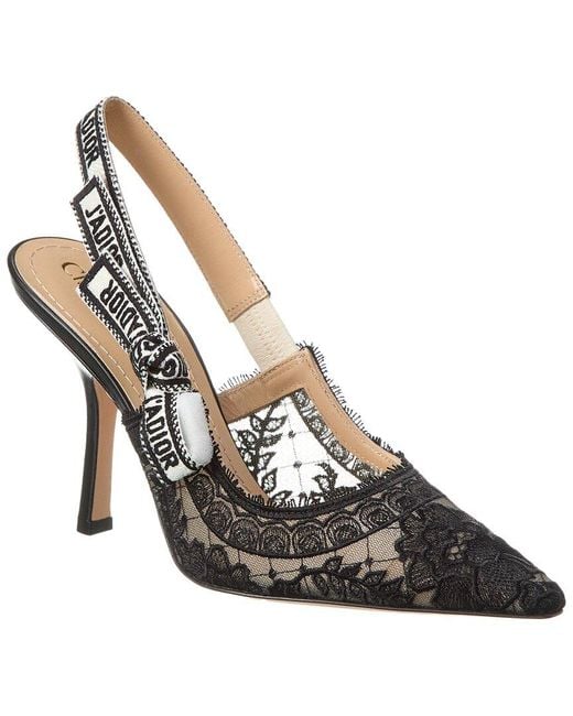 Dior J'a Lace & Leather Slingback Pump in Metallic | Lyst Canada