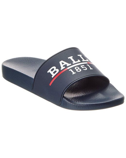 Bally Samuel Rubber Slide in Blue for Men | Lyst