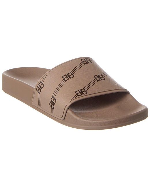 Balenciaga Bb Logo Print Rubber Slide in Brown | Lyst